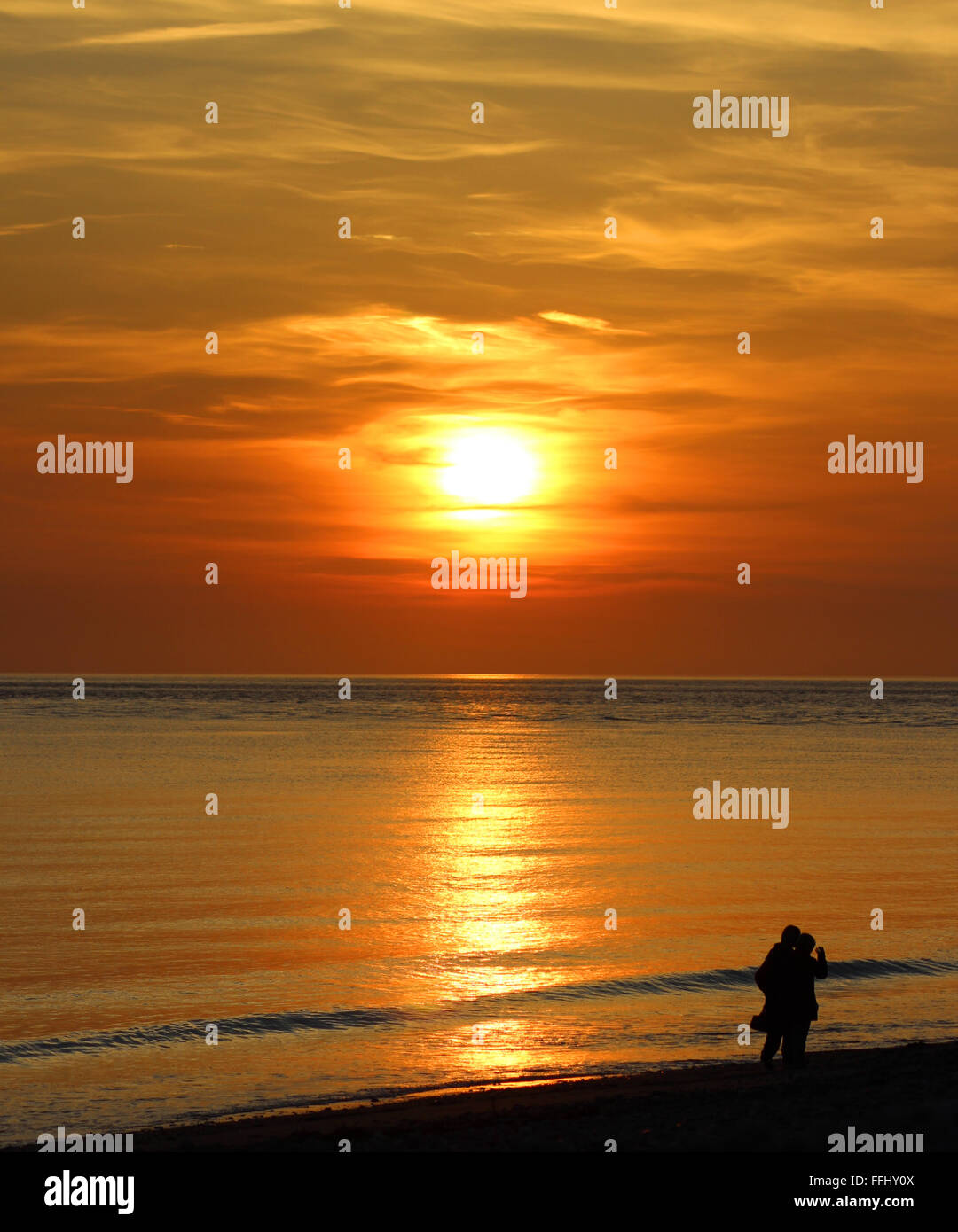 Sunset in spring at Tywyn beach Mid Wales Stock Photo - Alamy