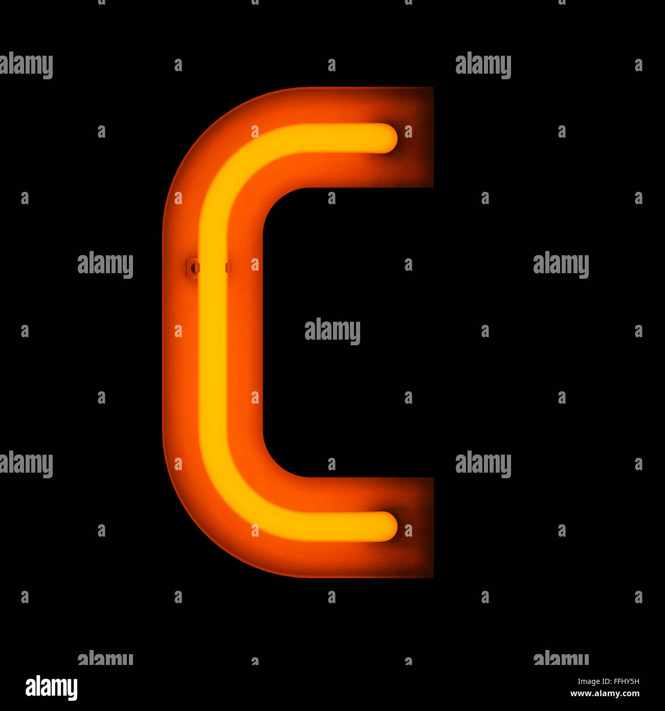 Neon Letter C from neon alphabet collection isolated on black Stock ...