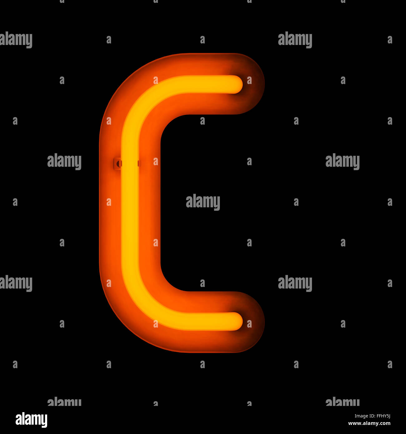 Neon Letter C from neon alphabet collection isolated on black Stock ...
