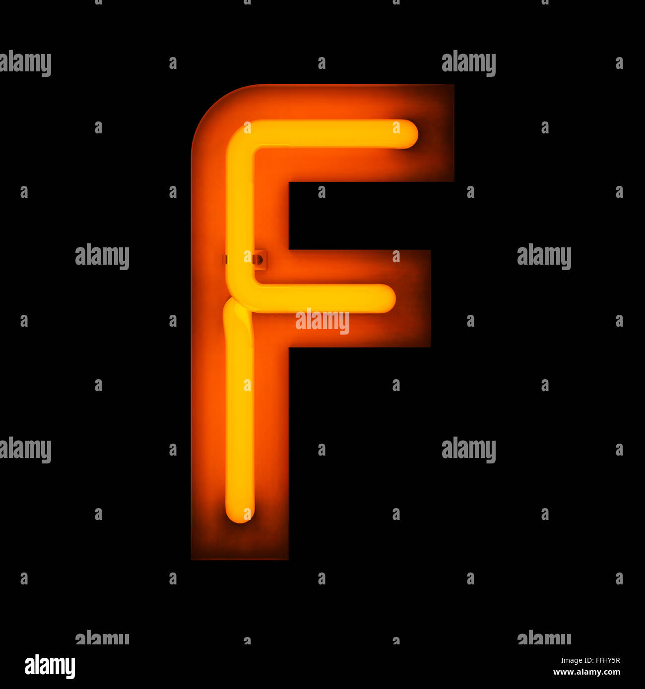 Neon Letter F from neon alphabet collection isolated on black Stock ...