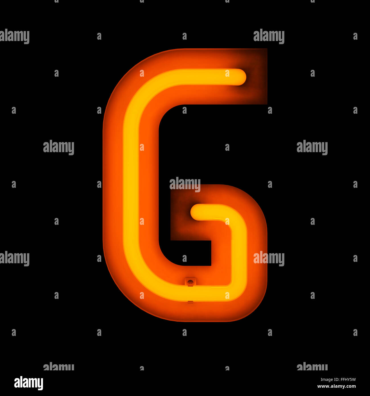 Neon Letter G from neon alphabet collection isolated on black Stock ...