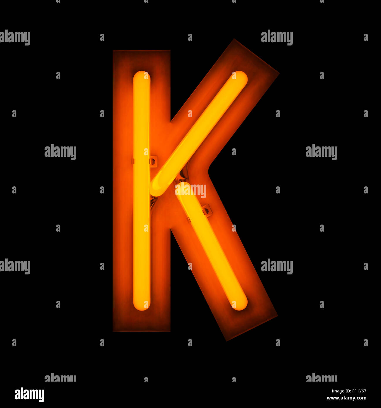 Neon Letter K from neon alphabet collection isolated on black Stock ...