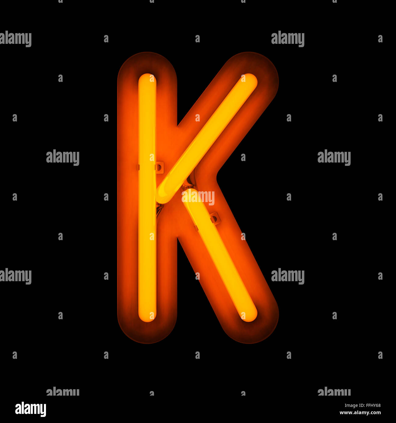 Neon Letter K from neon alphabet collection isolated on black Stock ...