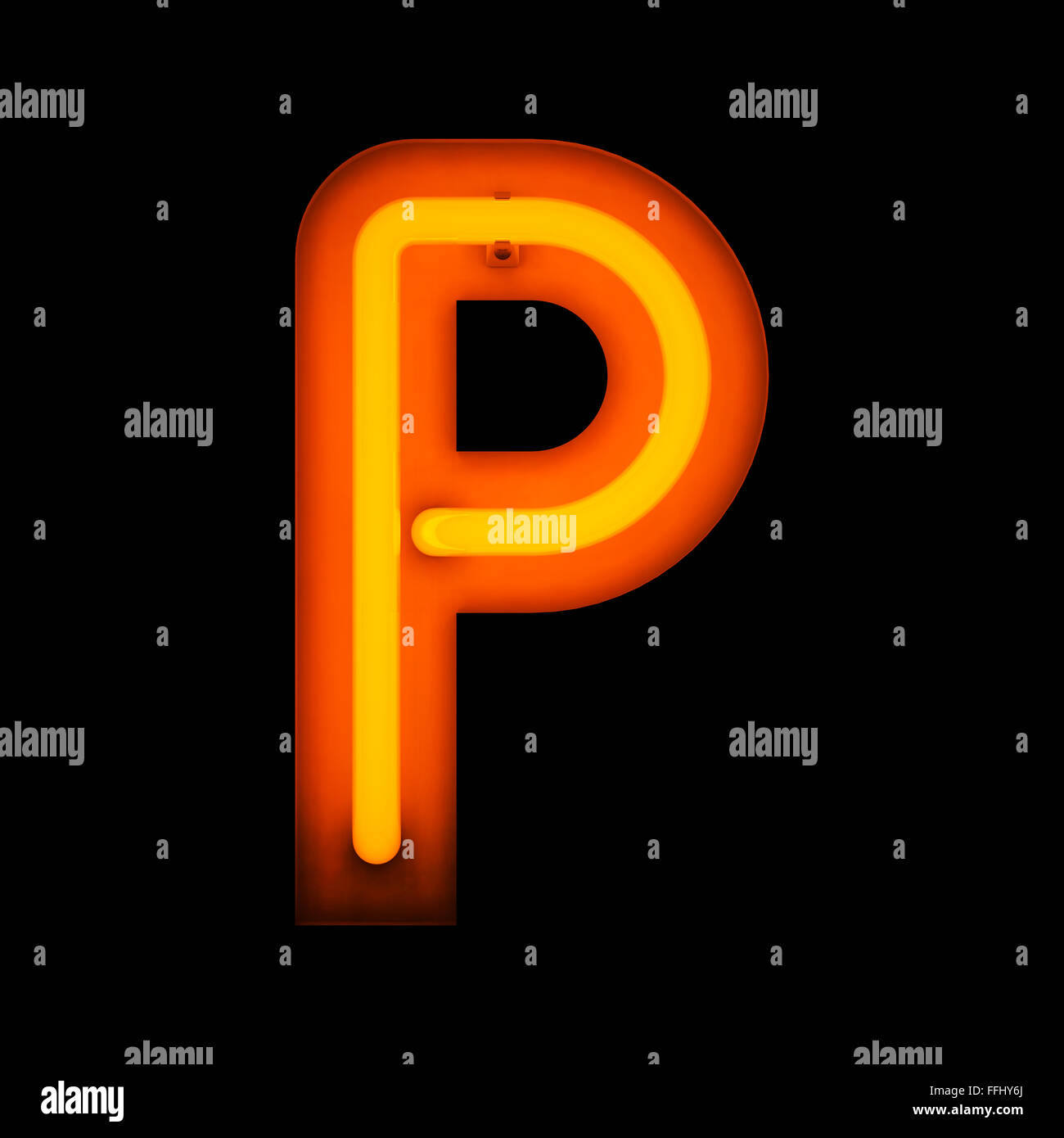 Neon Letter P from neon alphabet collection isolated on black Stock ...