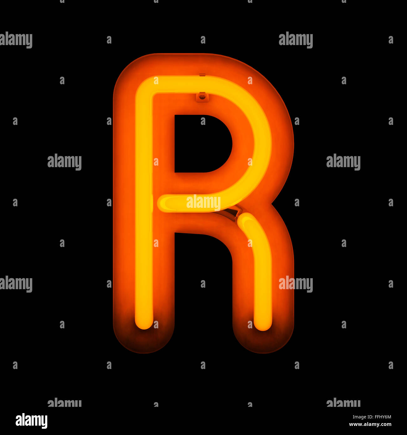Neon Letter R from neon alphabet collection isolated on black Stock ...