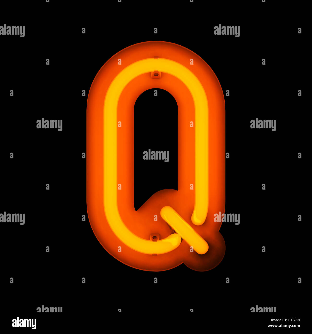 Neon Letter Q from neon alphabet collection isolated on black Stock ...