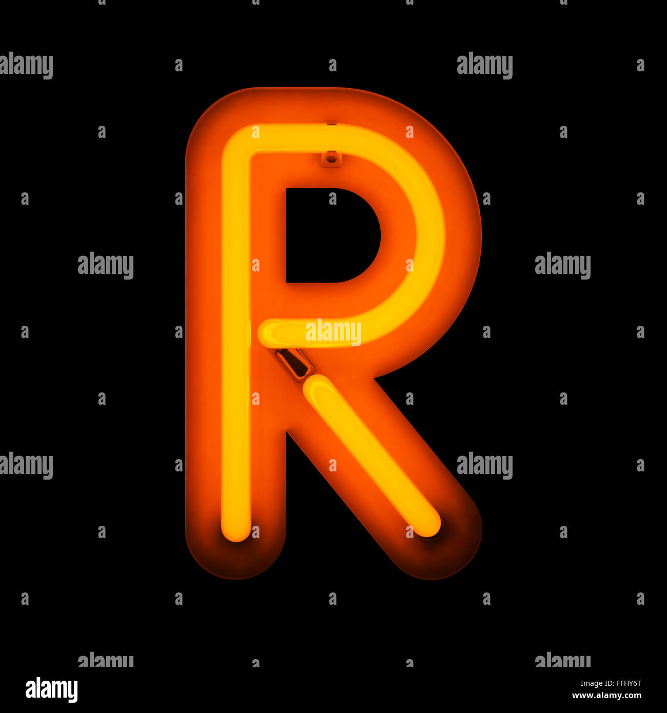 Neon Letter R from neon alphabet collection isolated on black Stock ...
