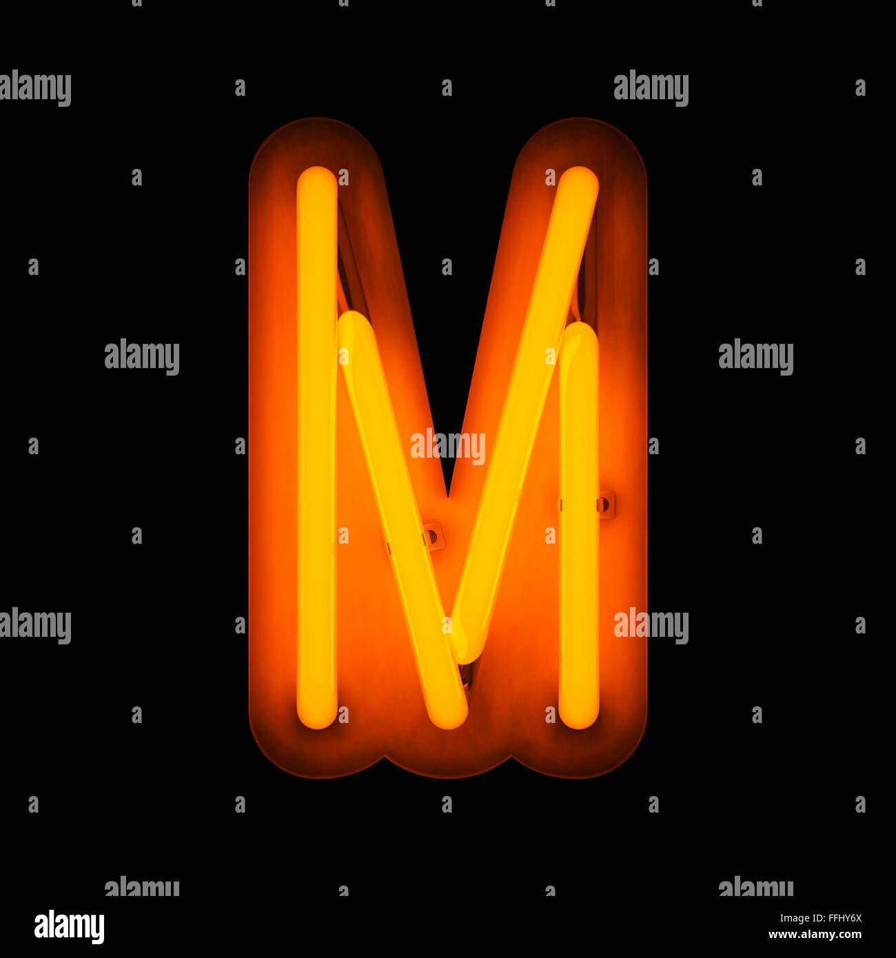 Neon Letter M from neon alphabet collection isolated on black Stock ...