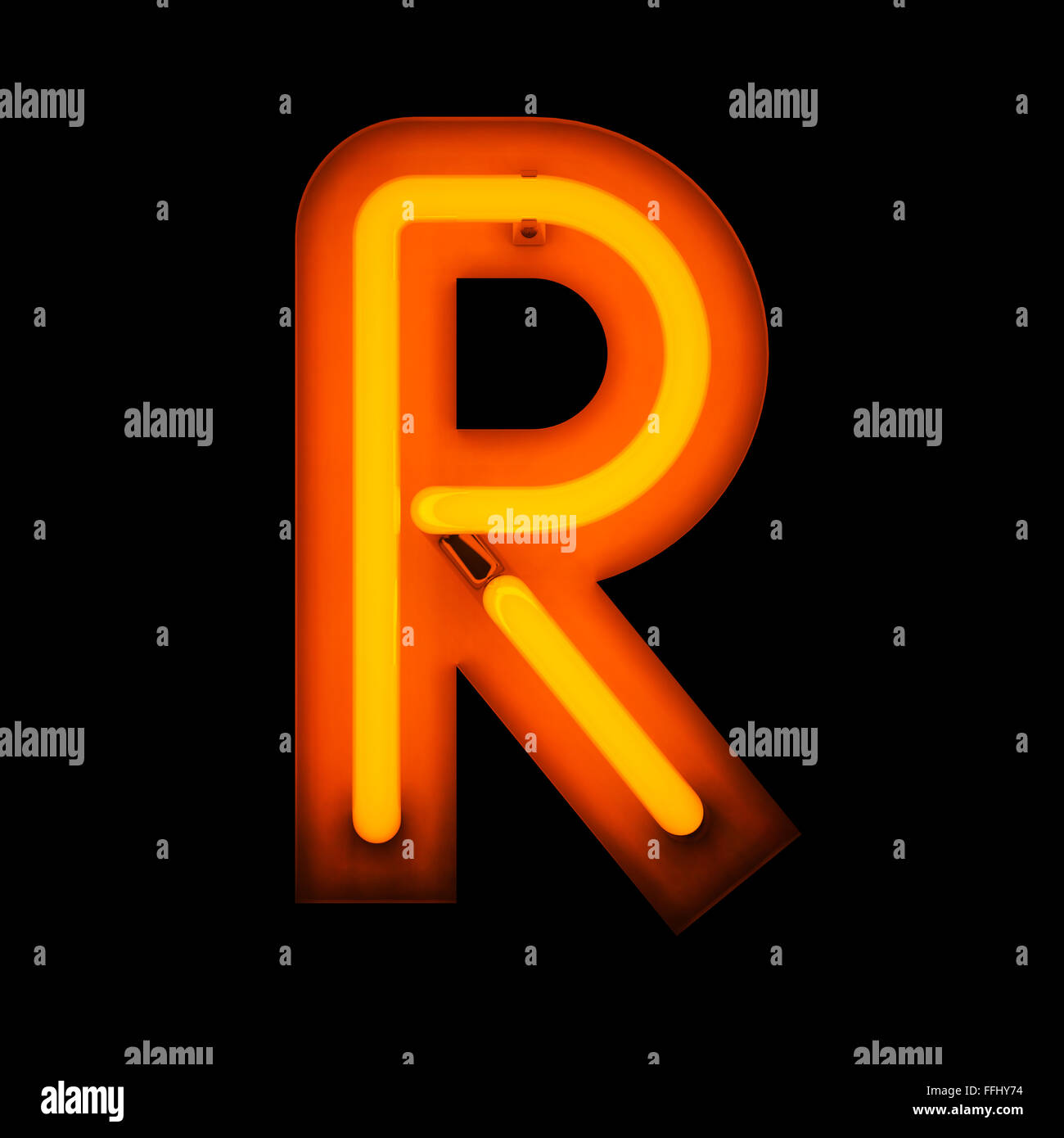 Neon Letter R from neon alphabet collection isolated on black Stock ...