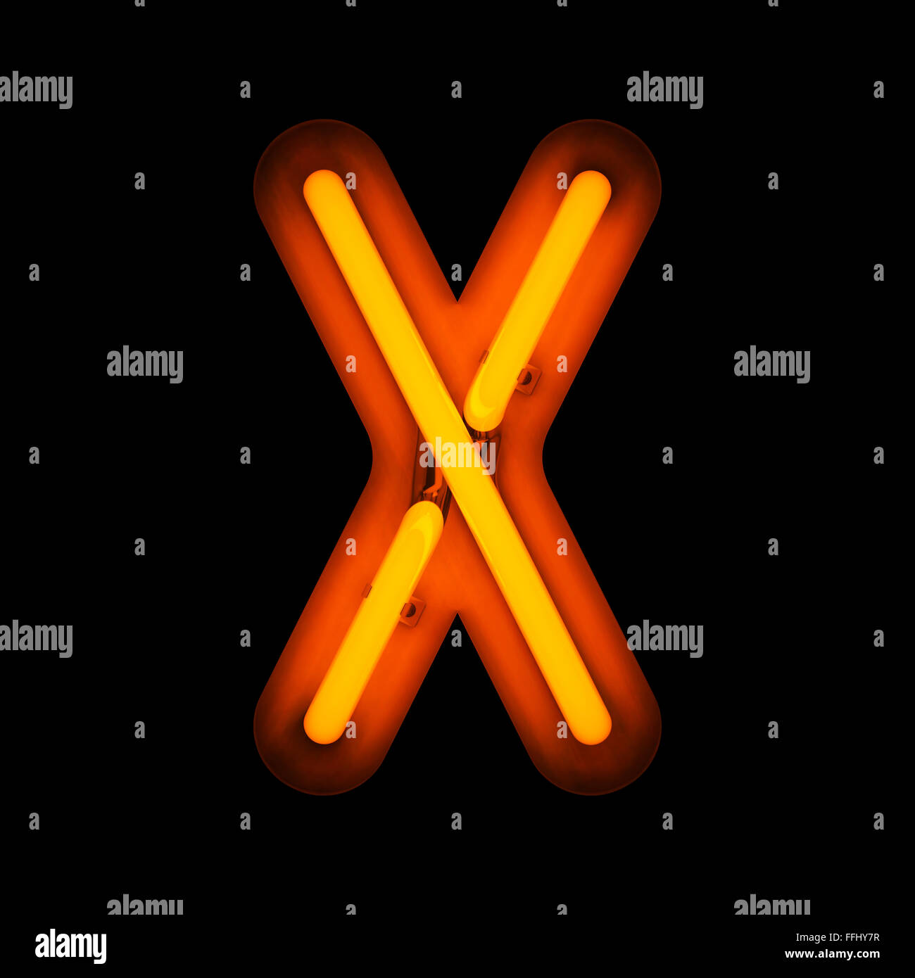 Neon Letter X from neon alphabet collection isolated on black Stock ...