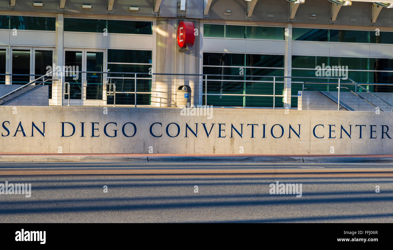 San Diego Convention Center sign. Downtown San Diego, California, USA ...