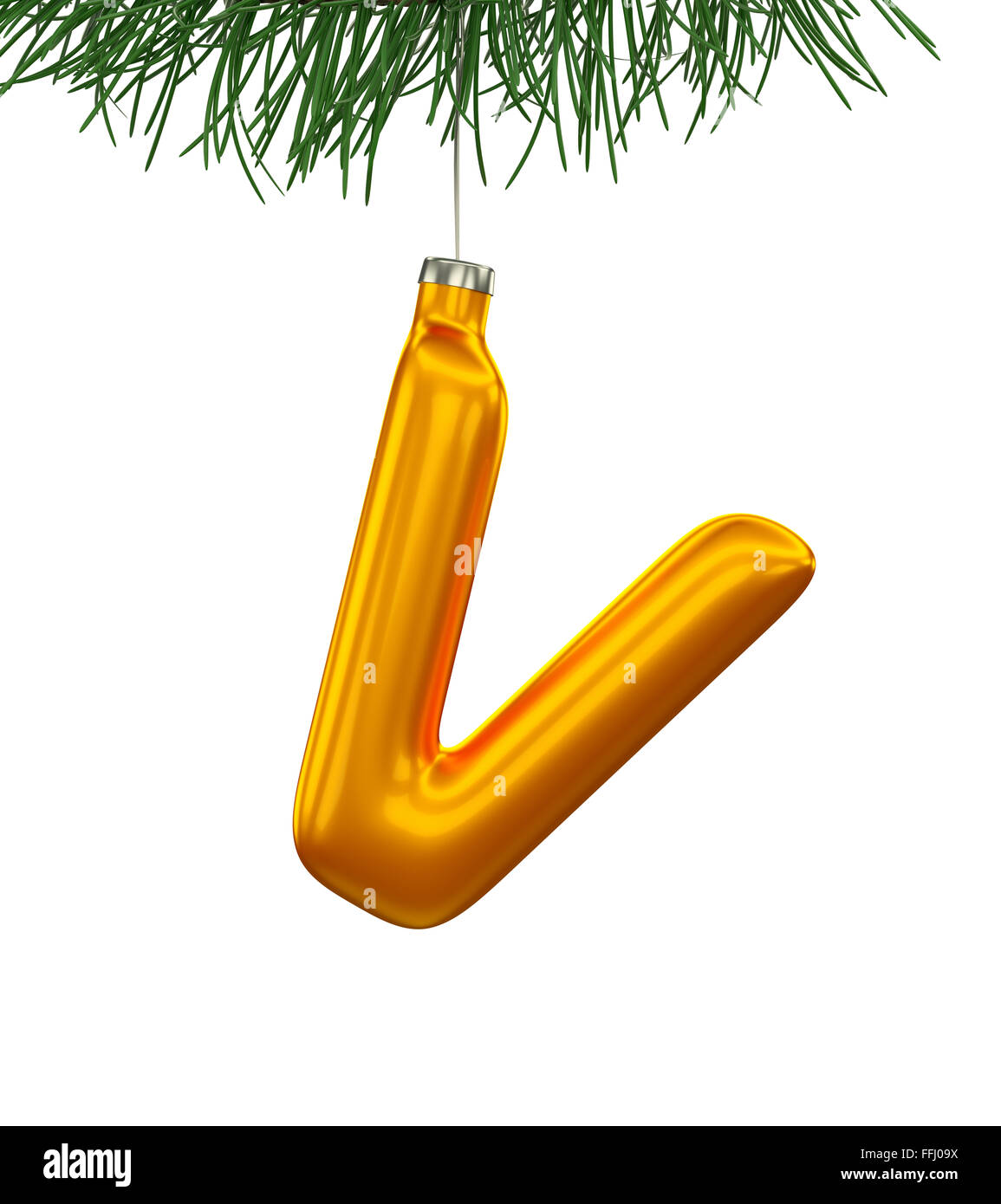 Christmas Tree Font: V letter isolated on white Stock Photo - Alamy