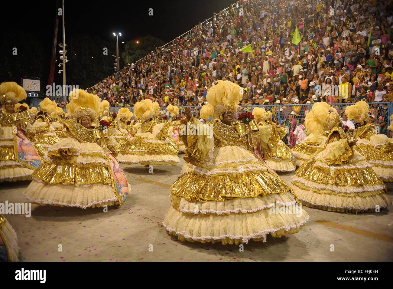 Samba dancers perform in the Sambadrome during the parade of champions ...