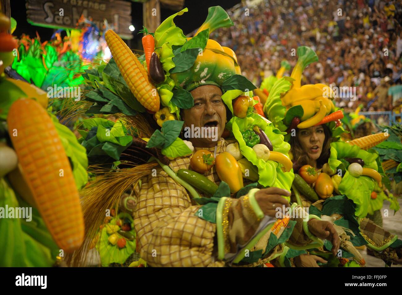 Costumed samba dancers perform in the Sambadrome during the parade of ...