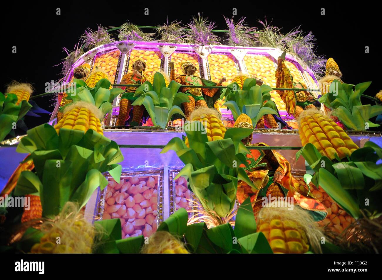 Costumed samba dancers perform in the Sambadrome during the parade of ...