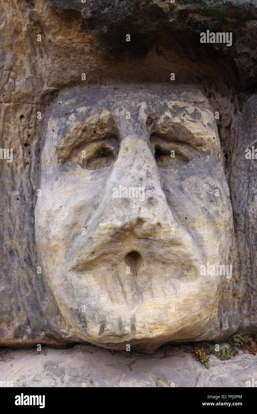 Scary Stone Heads - rock sculptures of giant heads carved into the ...