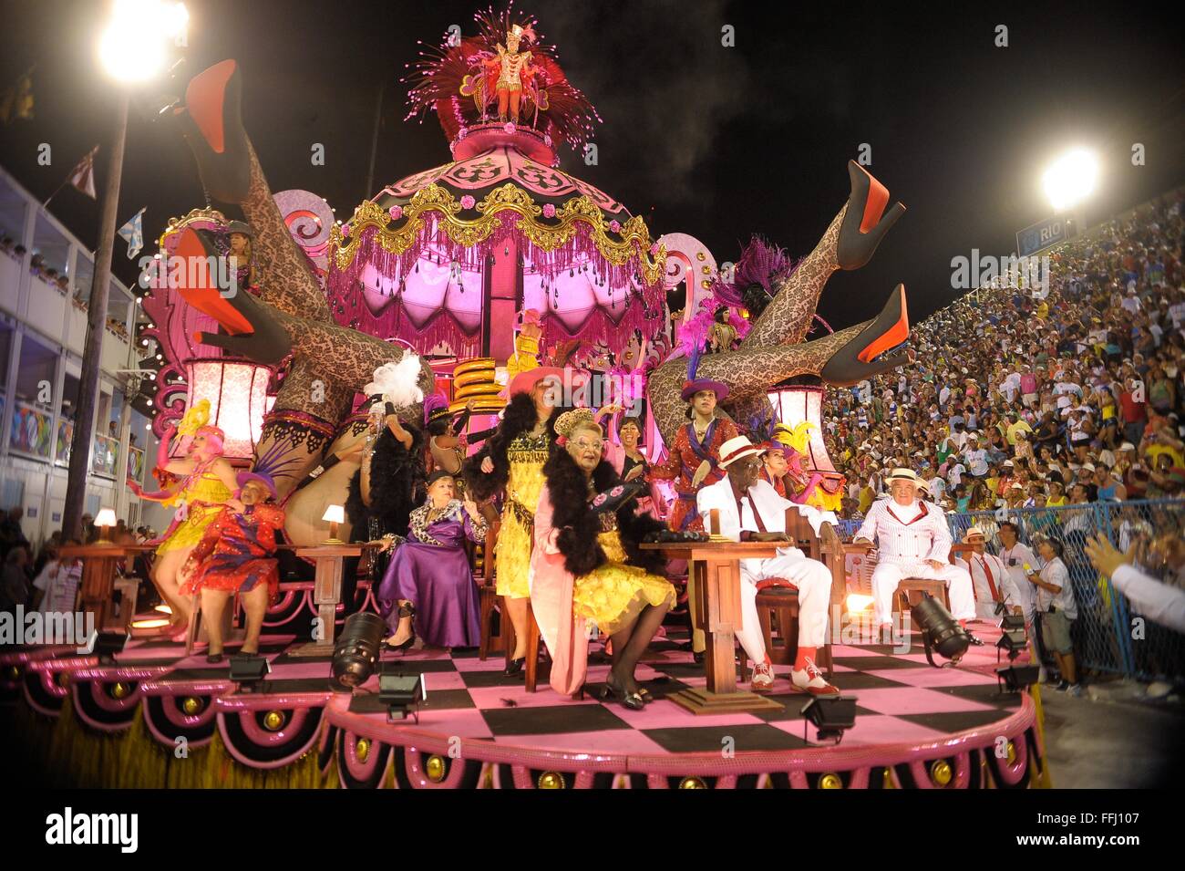 Costumed samba dancers perform in the Sambadrome during the parade of ...