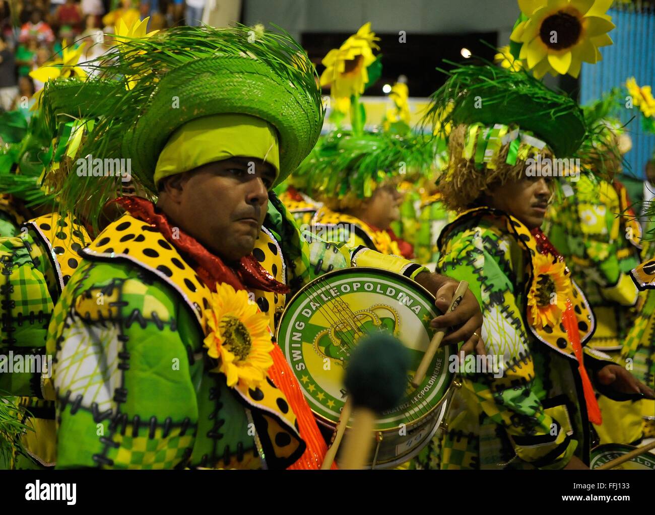 Costumed samba dancers perform in the Sambadrome during the parade of ...