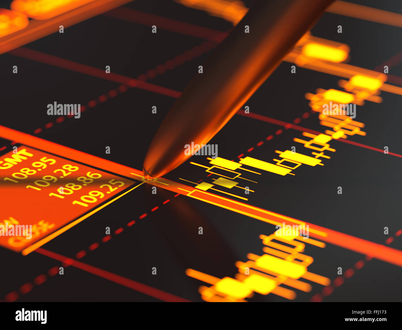 Candlestick chart on display close-up Stock Photo - Alamy
