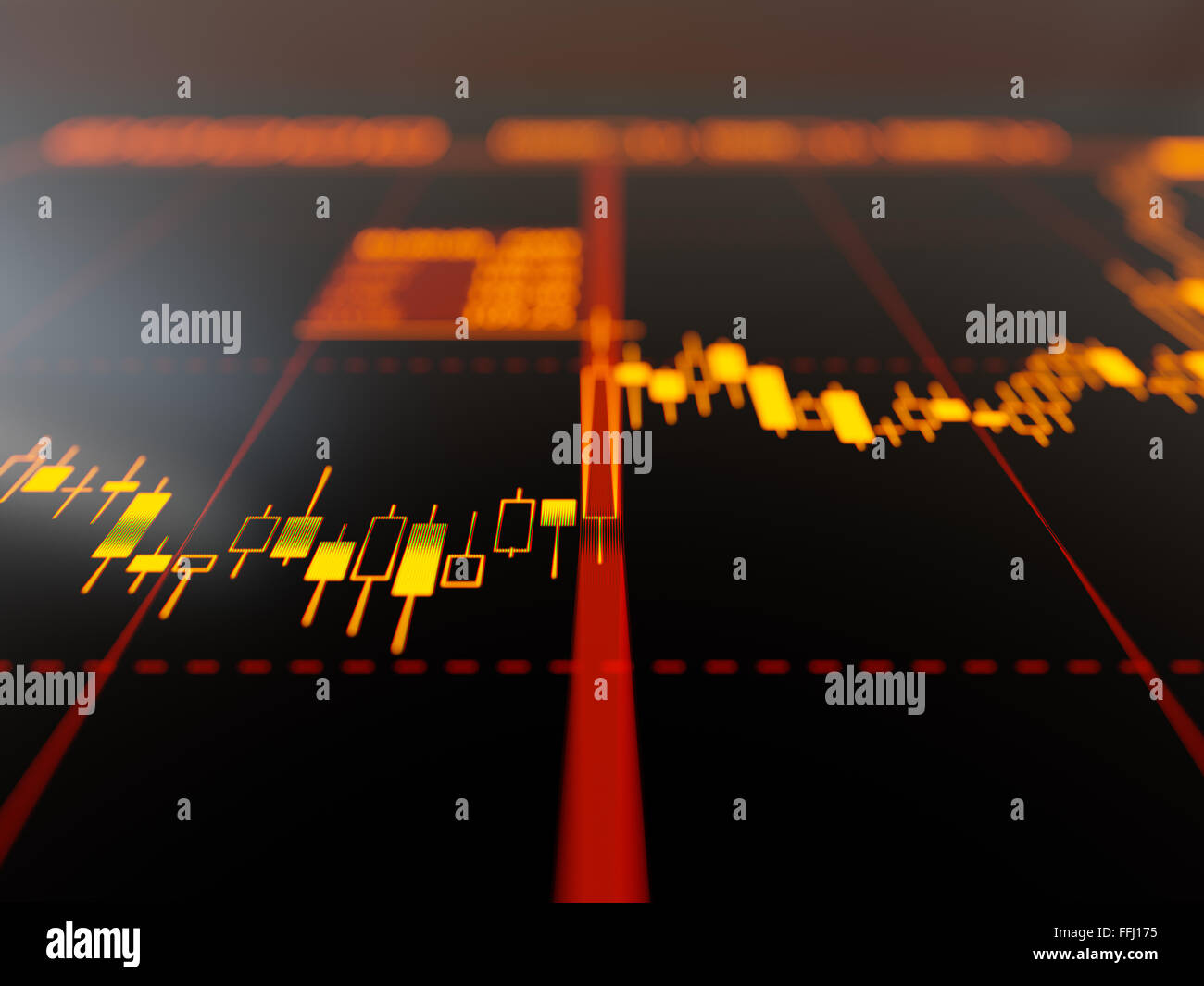 Candlestick chart on display close-up Stock Photo - Alamy