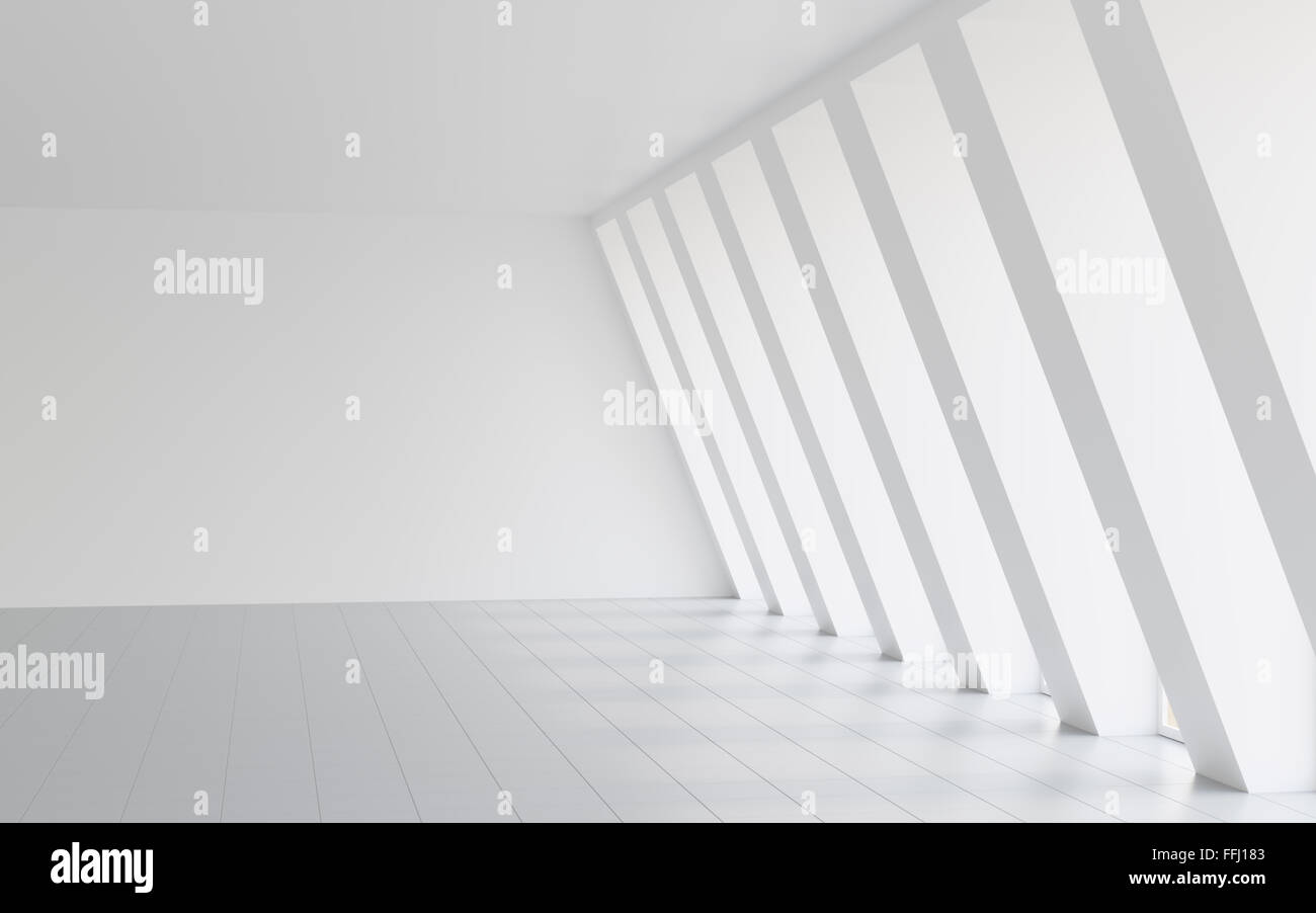 Abstract empty white hall with sloping wall background Stock Photo - Alamy