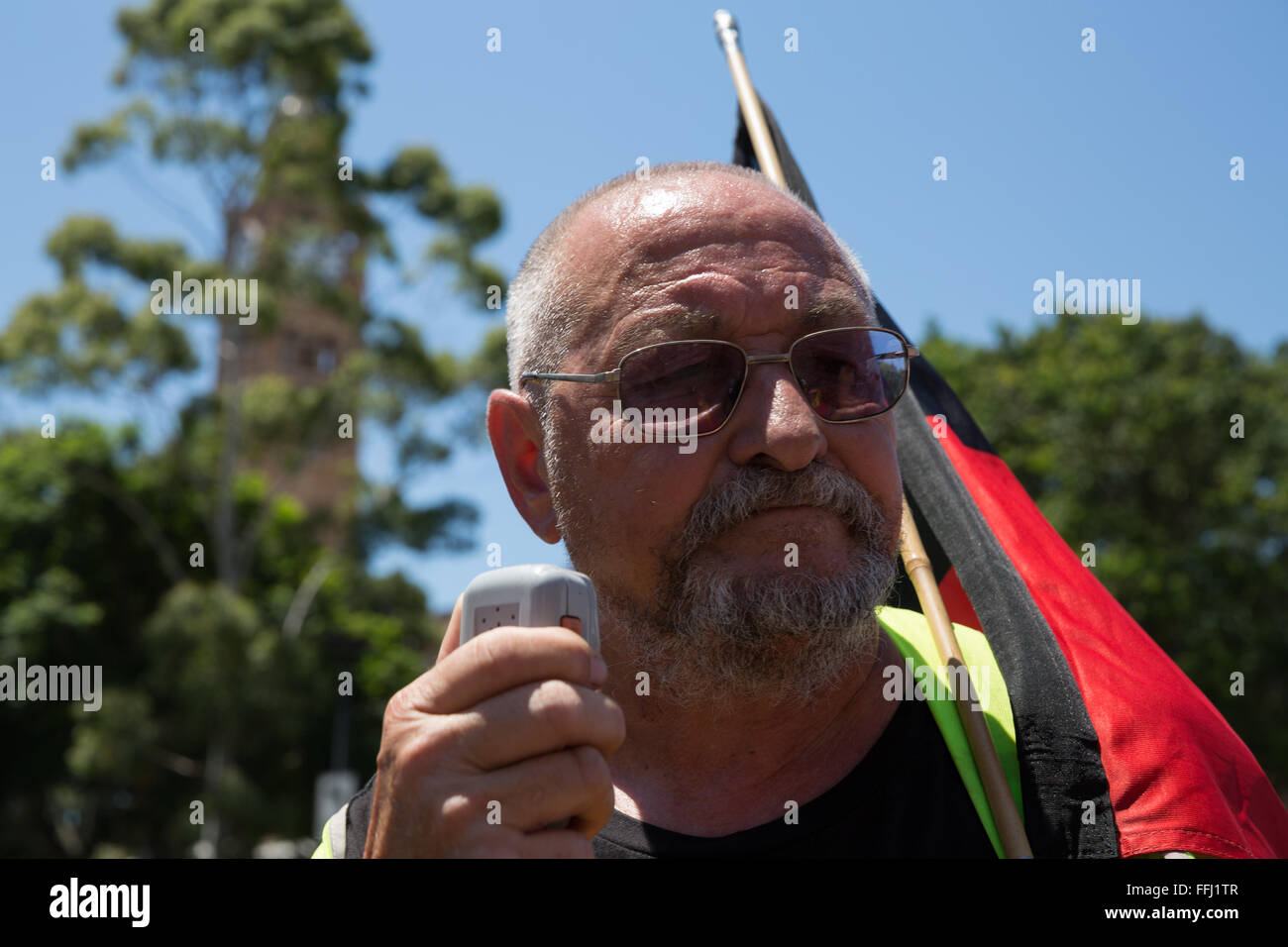 Sydney, Australia. 14th Feb, 2016. Activist Raul Bassi took a prominent ...