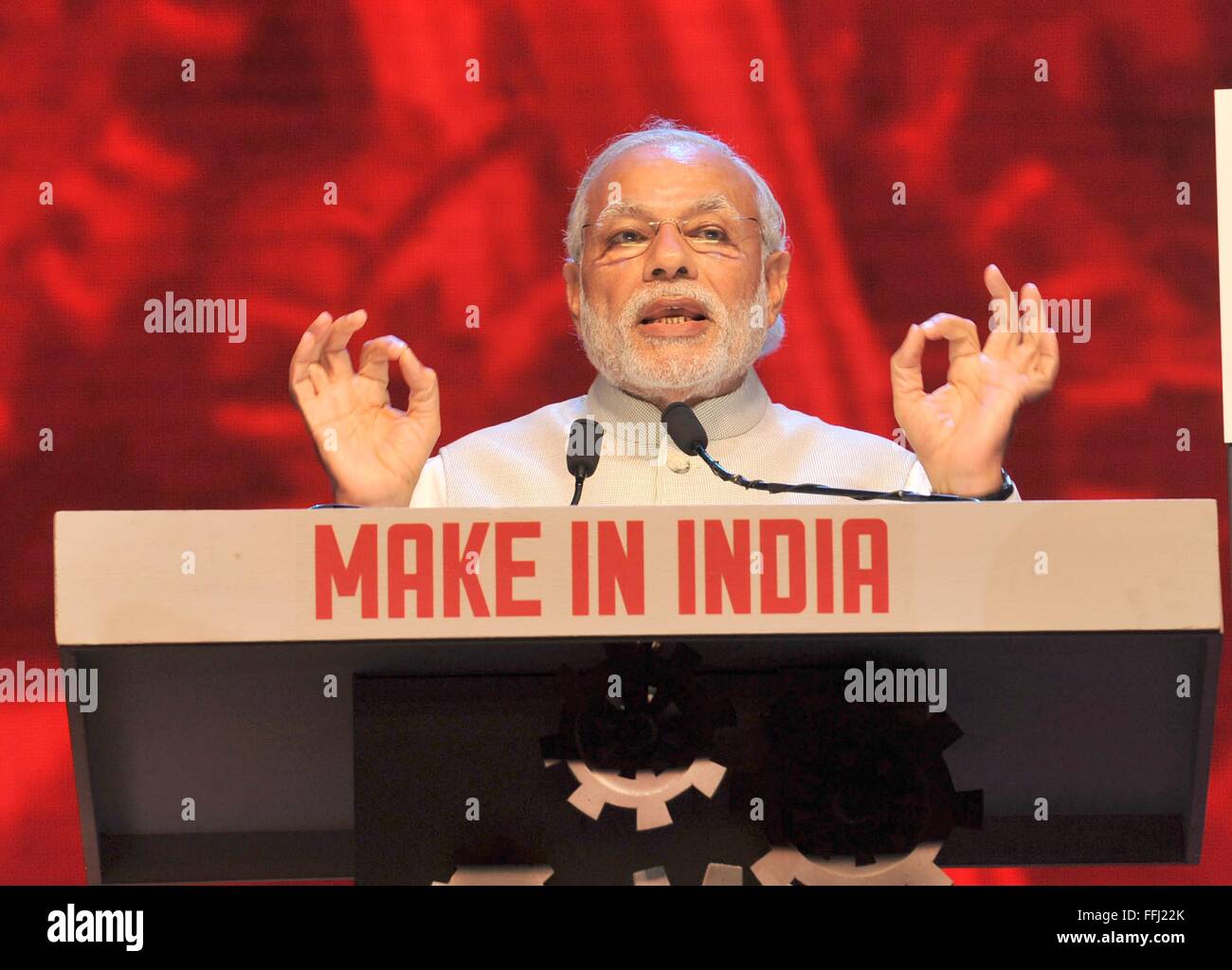 Indian Prime Minister Narendra Modi addressing the inauguration of the ...