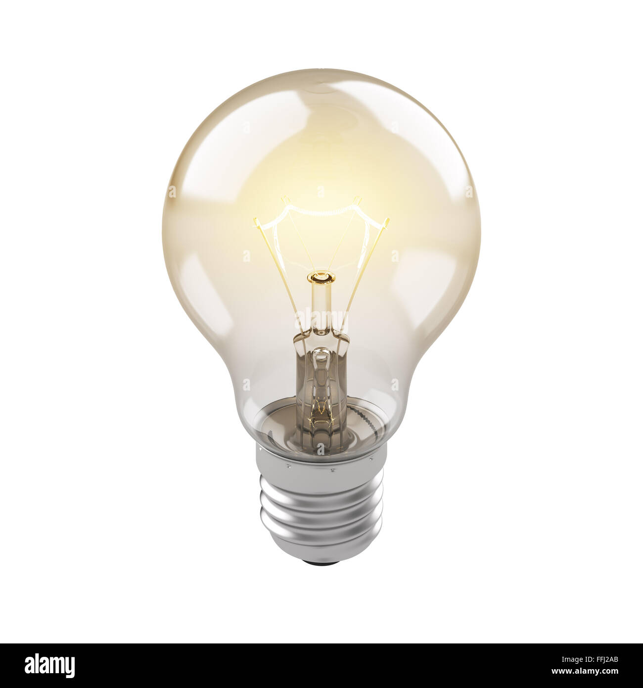 Glowing classic light bulb isolated on white background Stock Photo - Alamy