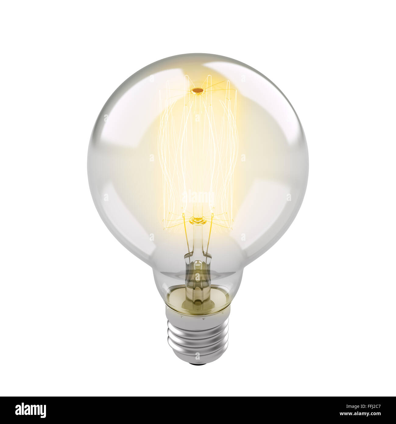 Glowing classic light bulb isolated on white background Stock Photo - Alamy