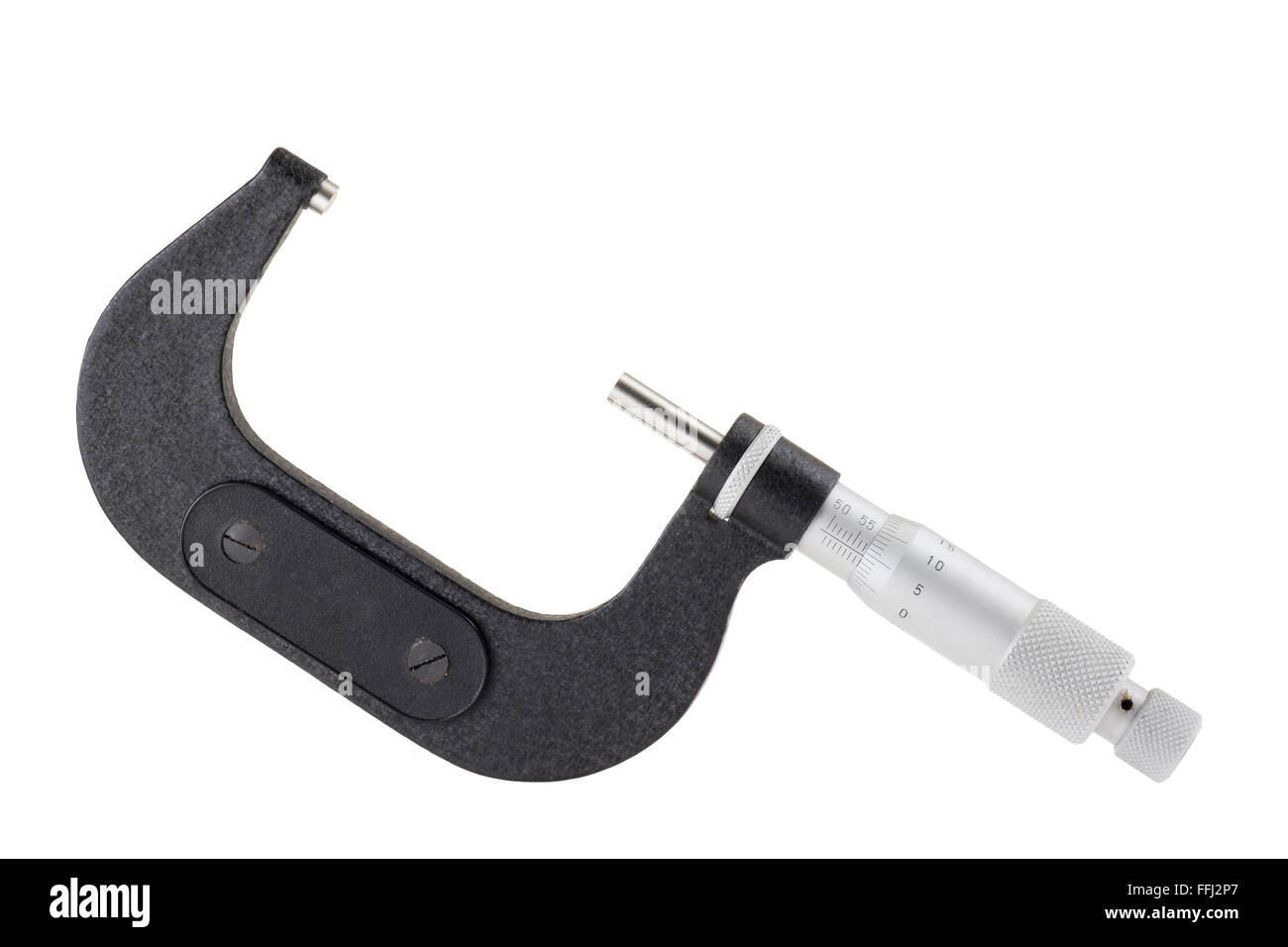 precision theme showing a micrometer isolated on white background Stock ...