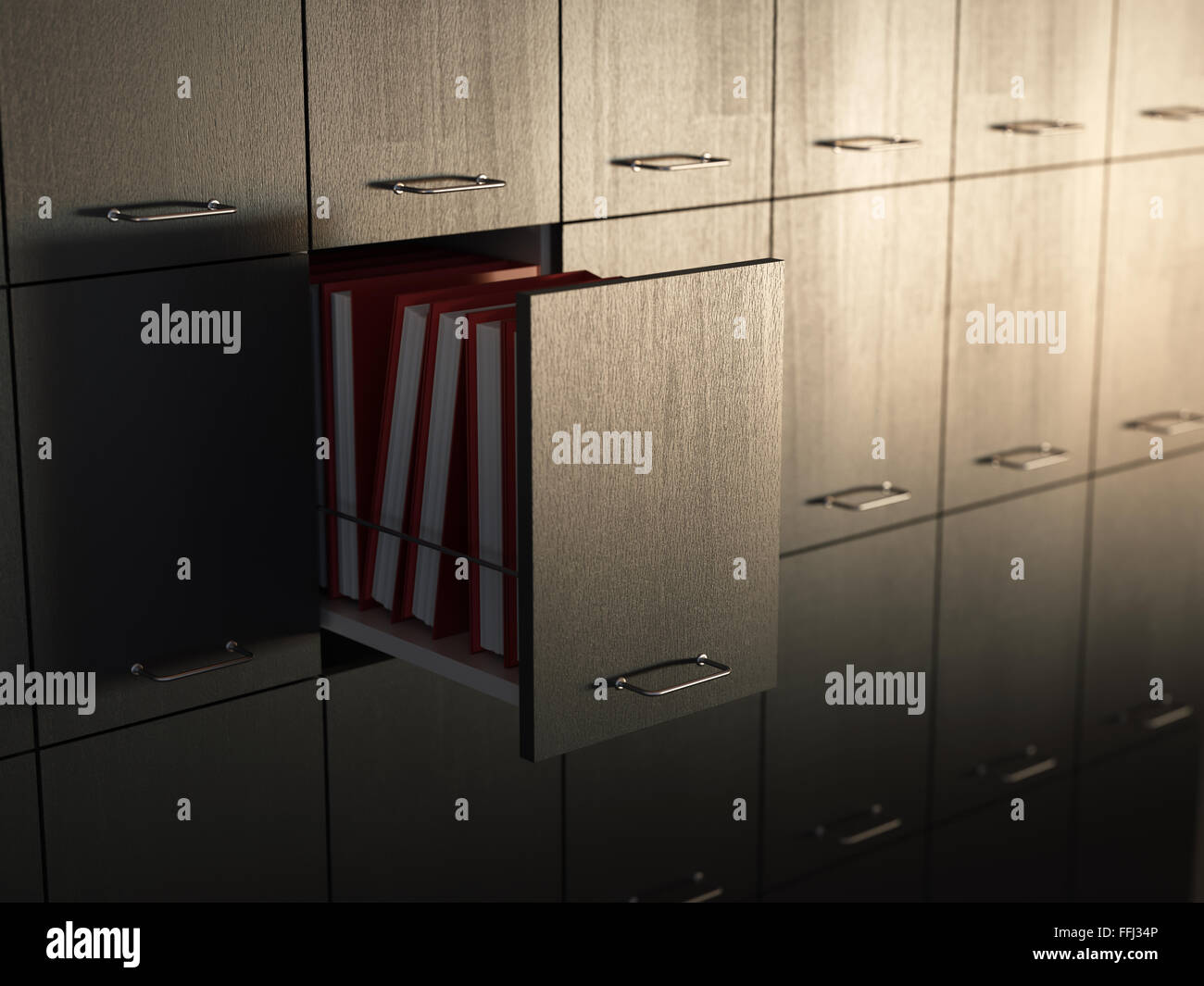 File cabinet with half-open drawer Stock Photo - Alamy