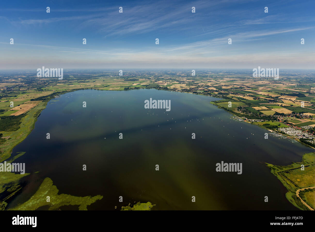 Aerial view, Dümmer, Dümmer See, North German lowland in Lower Hunte ...