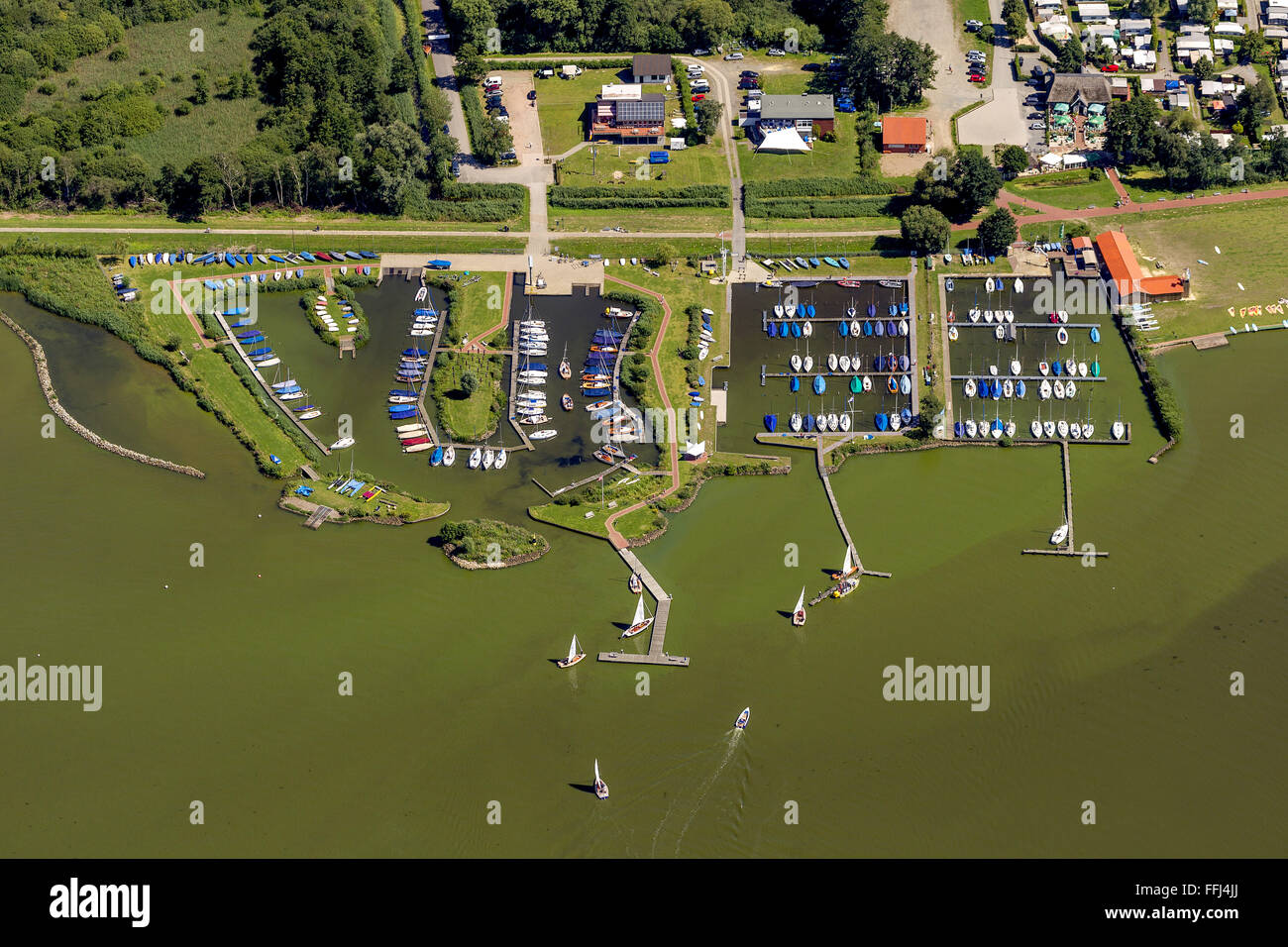 Aerial view, Lembruch, Dümmer, Dümmer See, North German lowland in ...