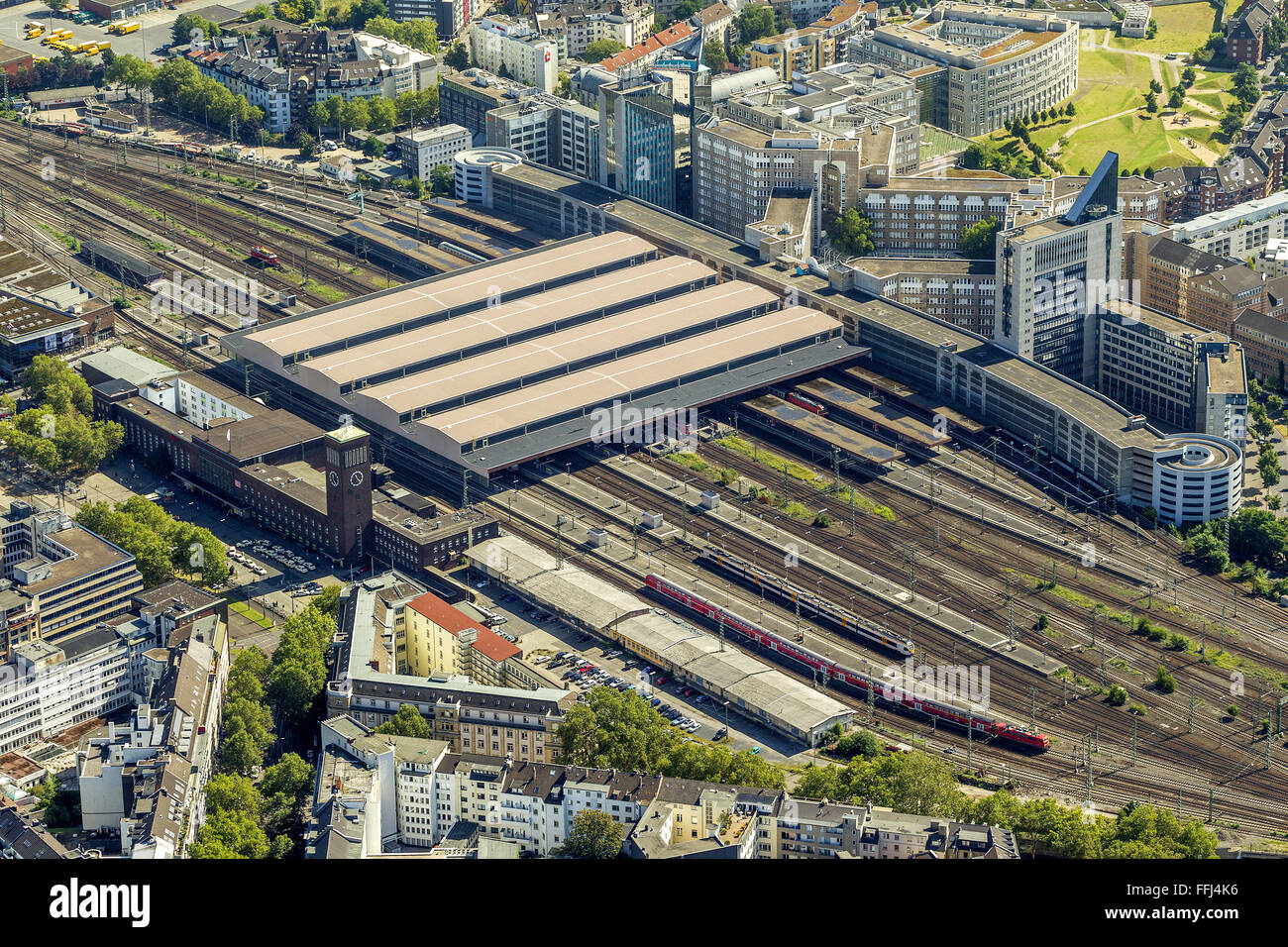 Aerial view, Central Station Duesseldorf main station, Duesseldorf ...