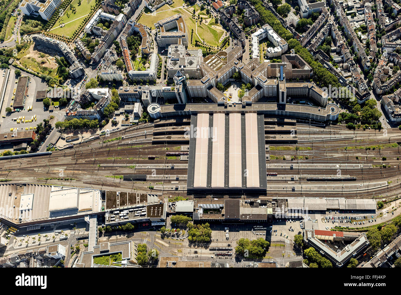 Aerial view, Central Station Duesseldorf main station, Duesseldorf ...
