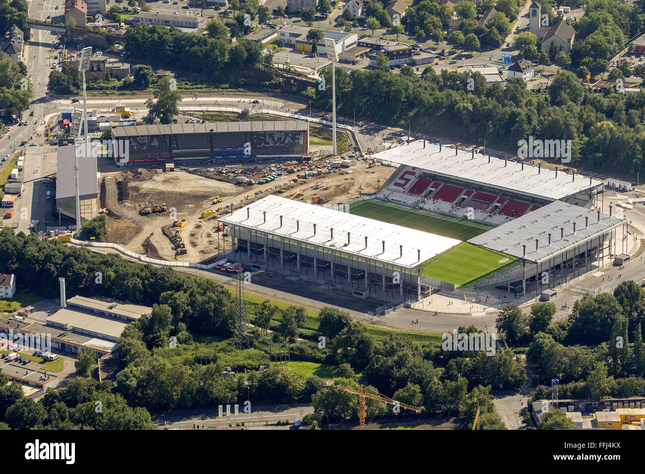 Aerial view, after the opening of the stadium Essen, construction ...