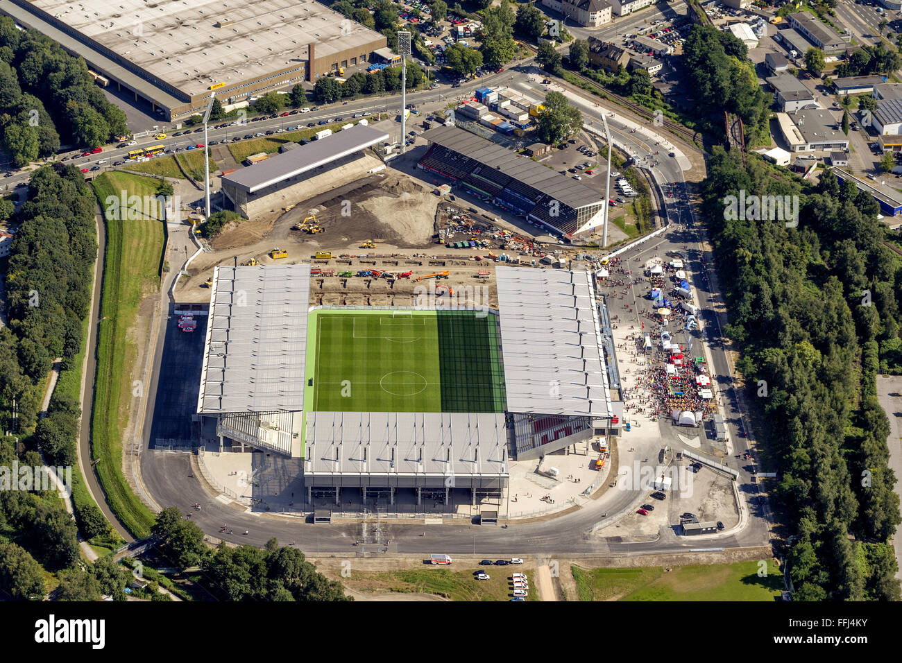 Aerial view, after the opening of the stadium Essen, construction ...