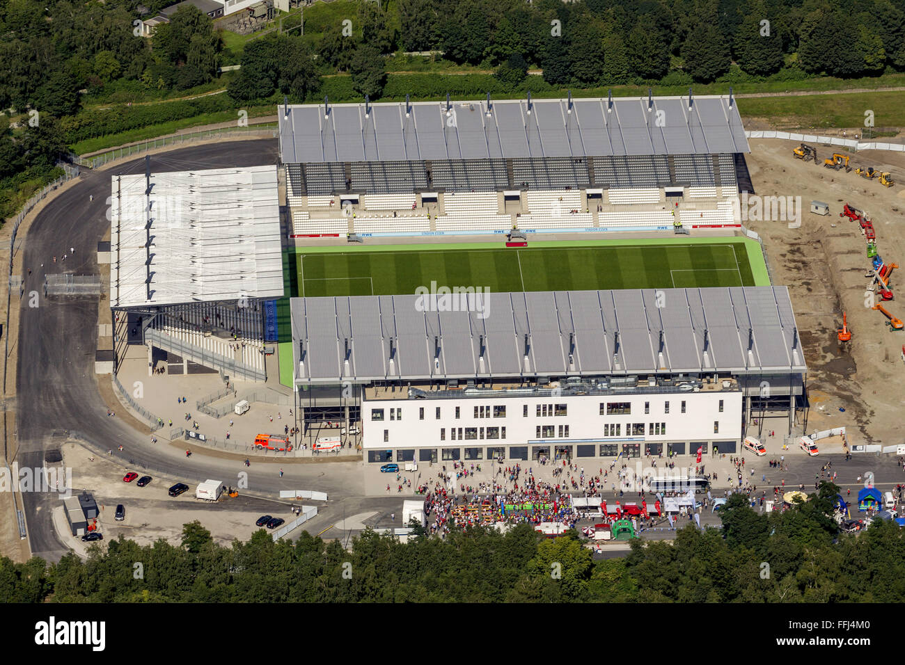 Aerial view, after the opening of the stadium Essen, construction ...