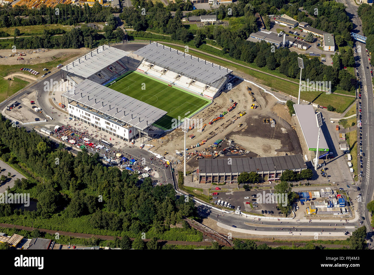 Aerial view, after the opening of the stadium Essen, construction ...