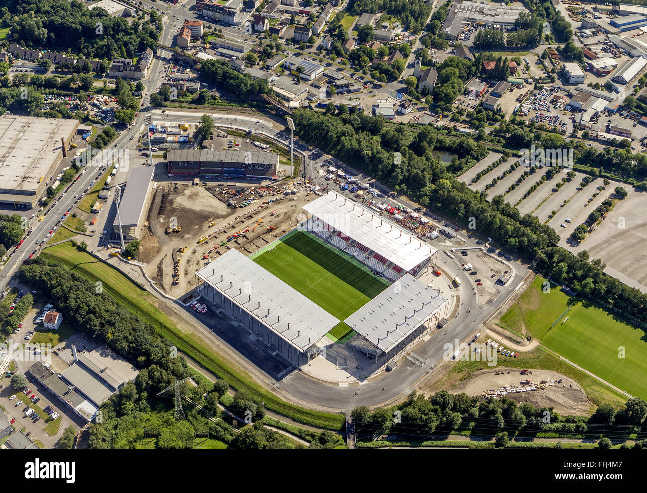Aerial view, after the opening of the stadium Essen, construction ...
