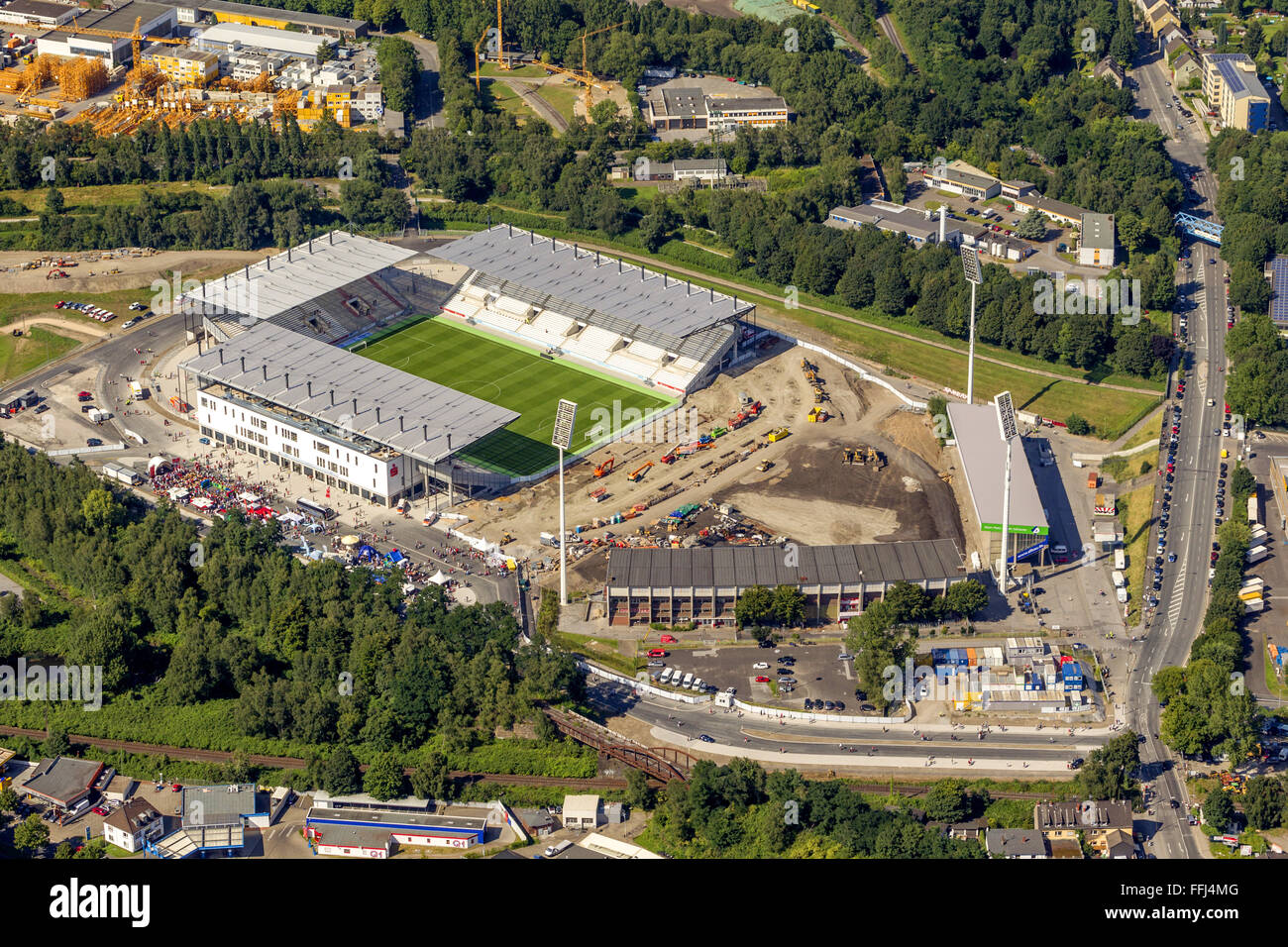 Aerial view, after the opening of the stadium Essen, construction ...