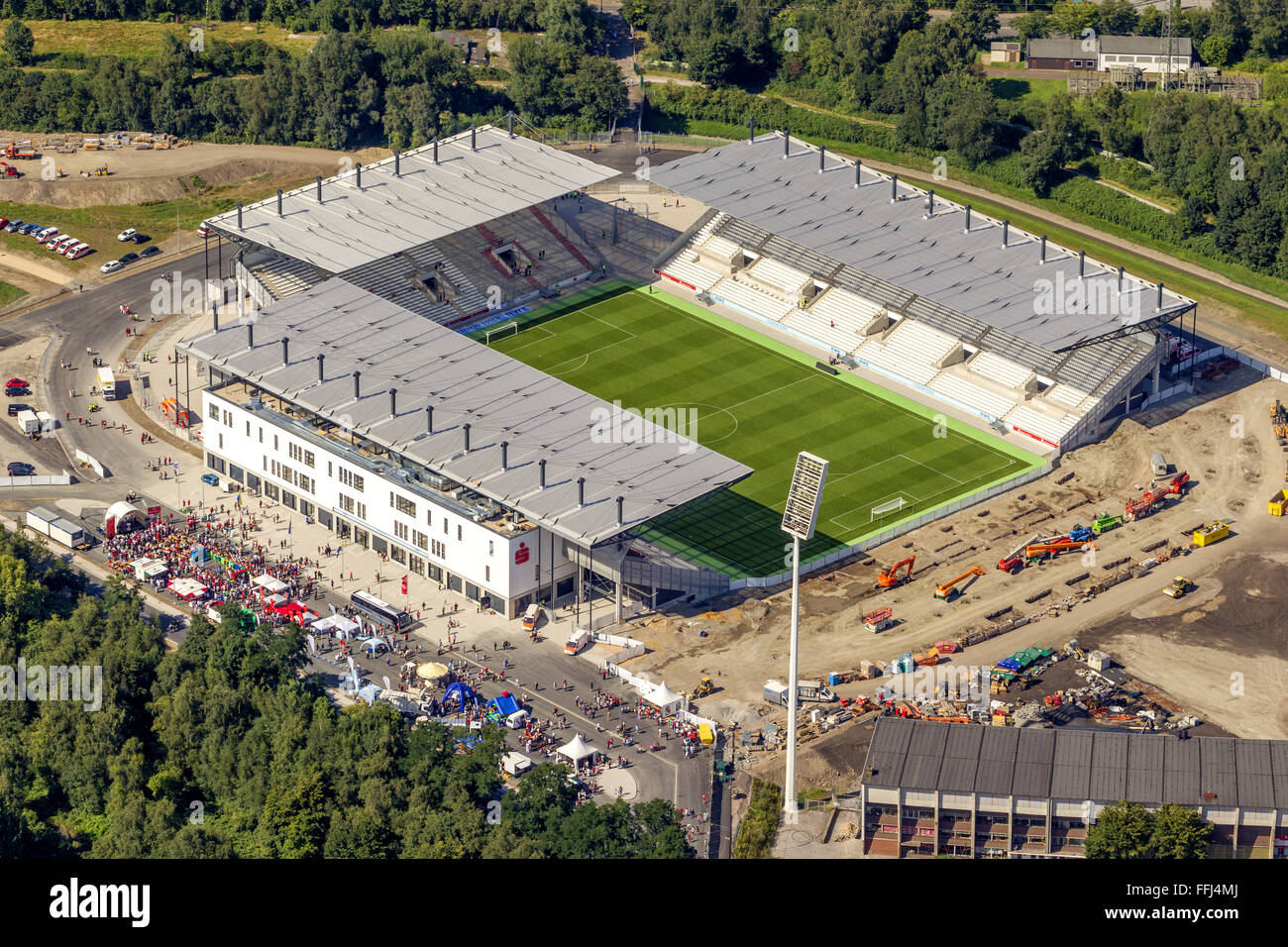 Aerial view, after the opening of the stadium Essen, construction ...