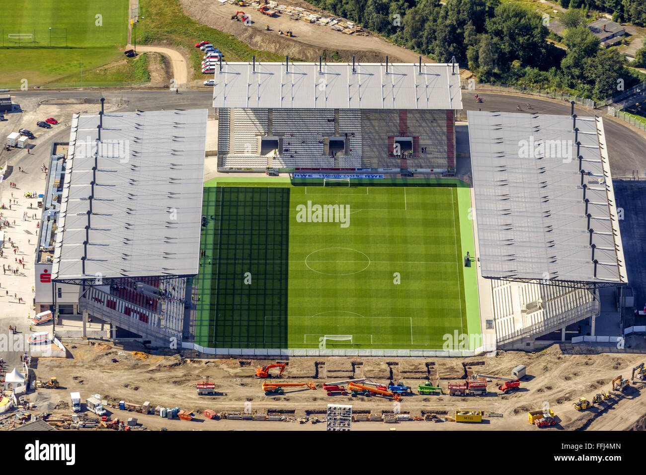 Aerial view, after the opening of the stadium Essen, construction ...