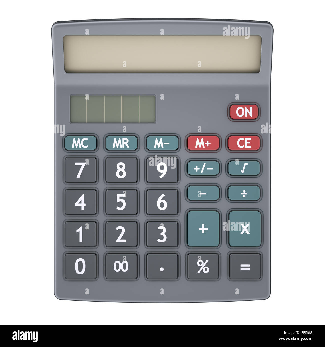 Grey plastic calculator isolated on white Stock Photo - Alamy