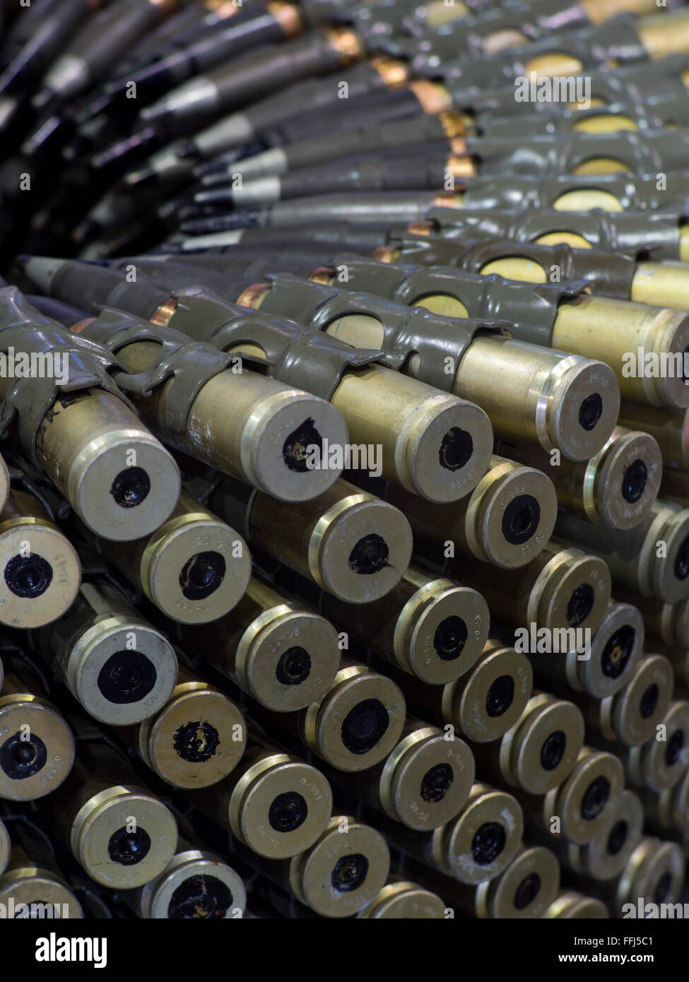 23mm anti-aircraft bullets in belt Stock Photo - Alamy
