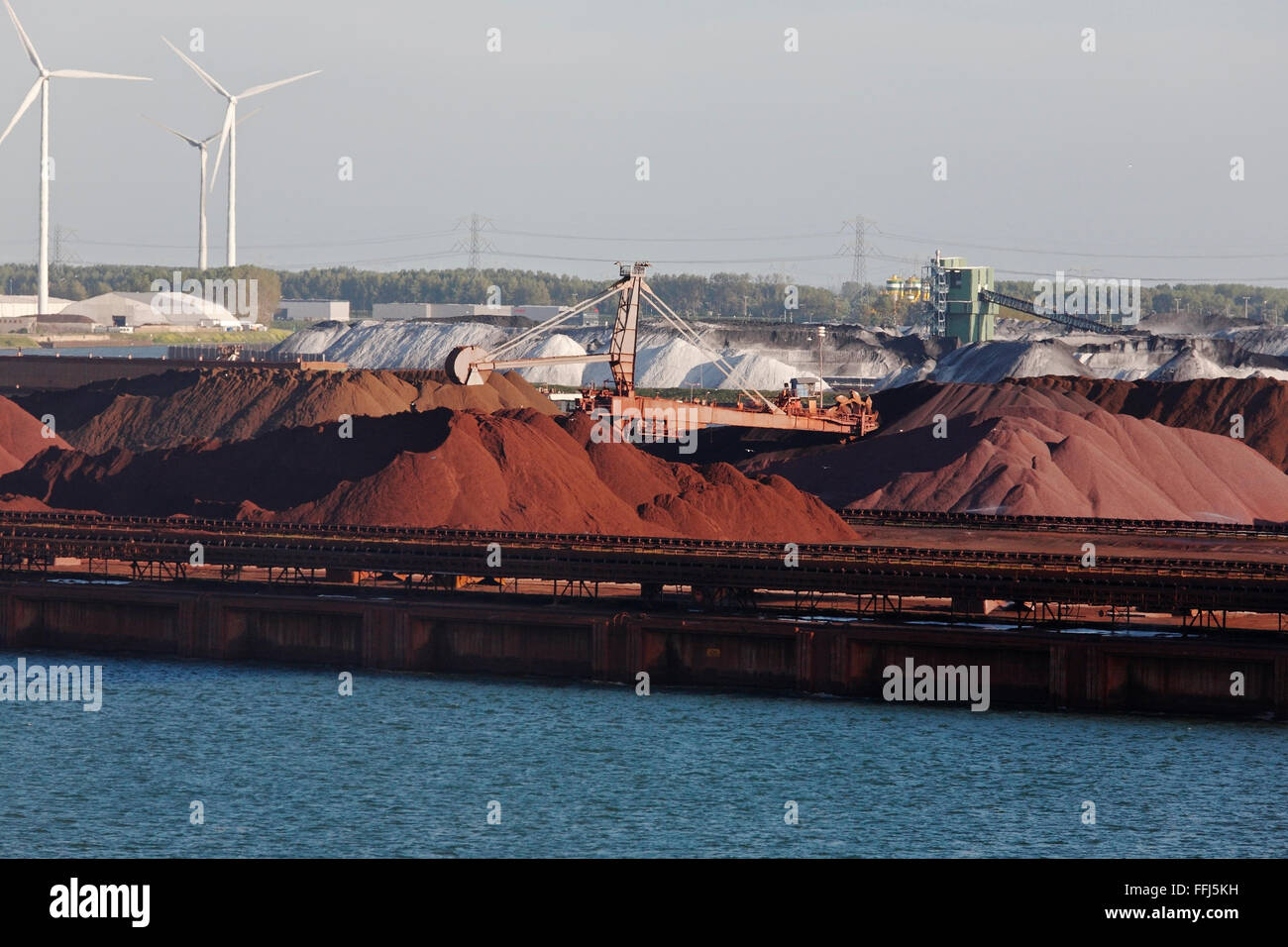 crude ore mining in the industrial port at Rotterdam, Netherlands Stock ...