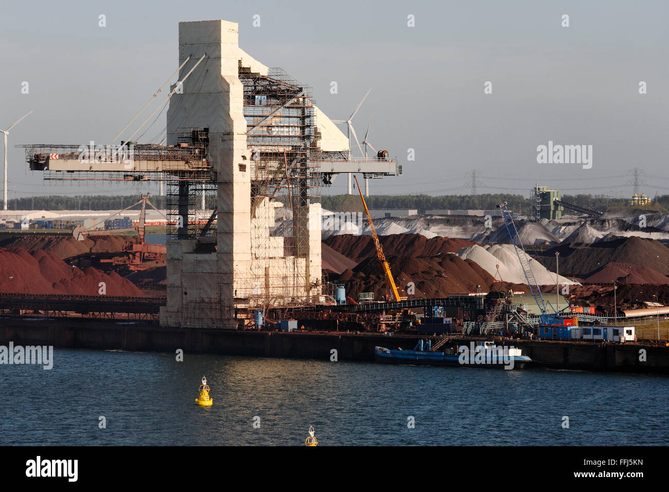 crude ore mining in the industrial port at Rotterdam, Netherlands Stock ...