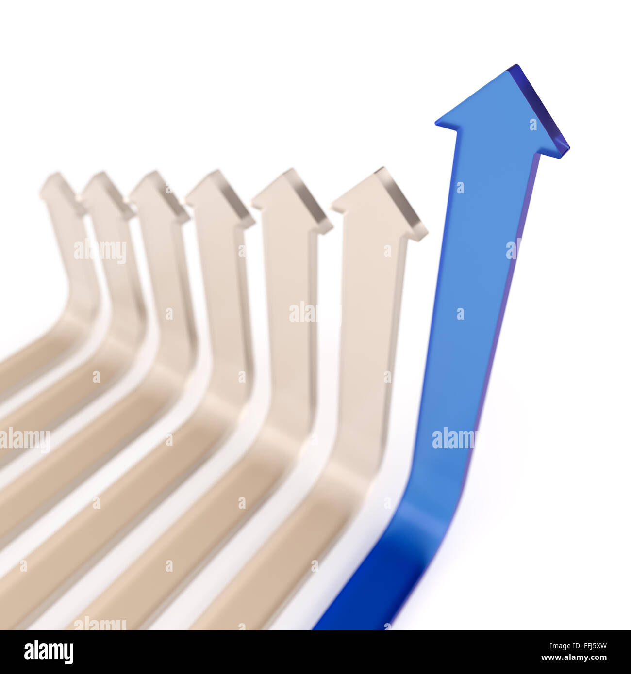 Conceptual rising arrows on white background with DoF effect Stock ...