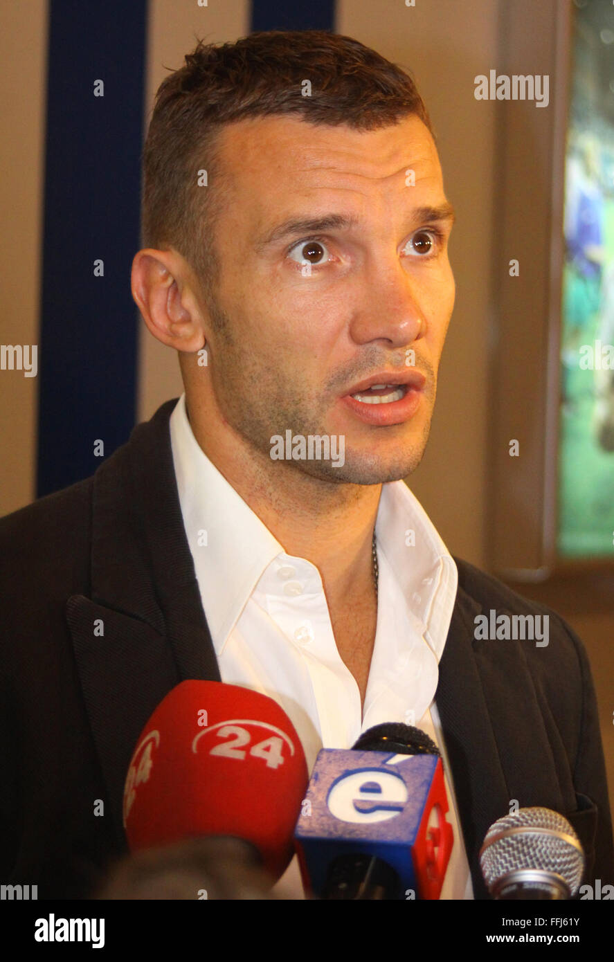 Andriy Shevchenko of Ukraine national soccer team gives an interview ...