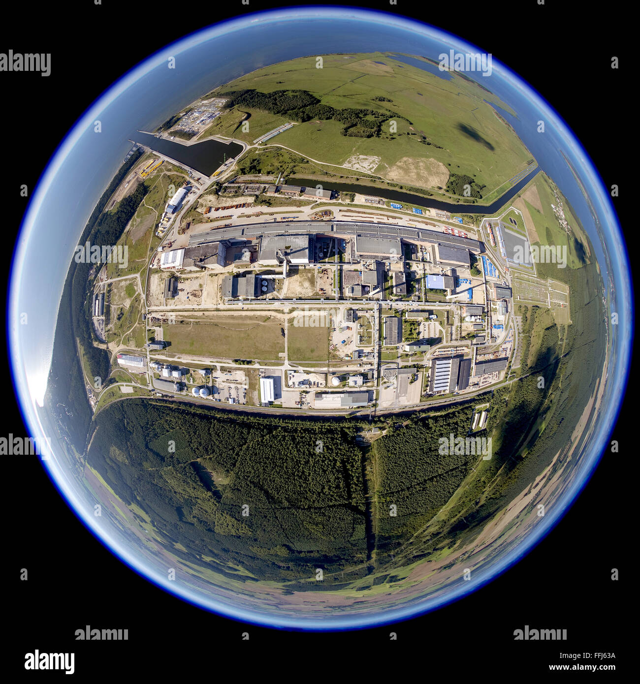 Aerial view, reactor building former nuclear power plant Lubmin nuclear ...